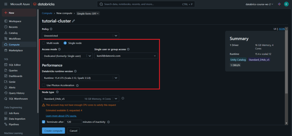 Getting Started with Databricks: Creating Cluster - dateonic.